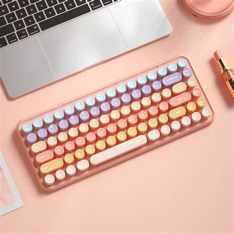 Kawaii Pink Aesthetic Wireless Keyboard And Mouse Set Kawaii Estetica Estetica Rosa