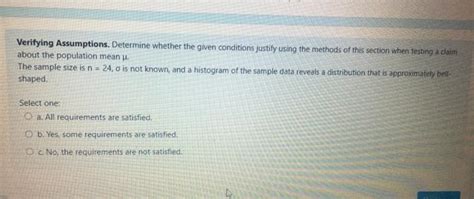 solved verifying assumptions determine whether the given