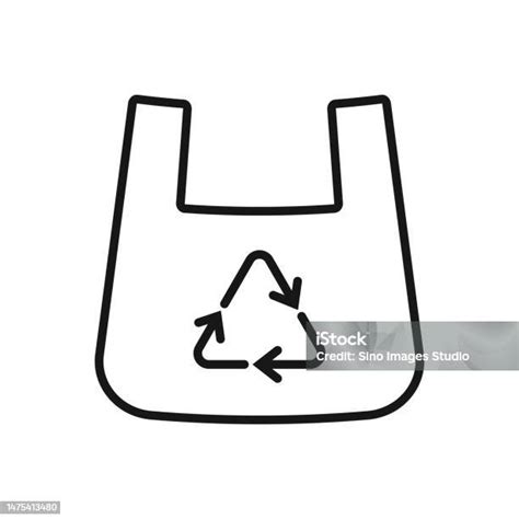 재활용 비닐 봉투의 편집 가능한 아이콘 흰색 배경에 격리된 벡터 그림 프레젠테이션 웹 사이트 또는 모바일 앱에 사용 0명에 대한 스톡 벡터 아트 및 기타 이미지 Istock