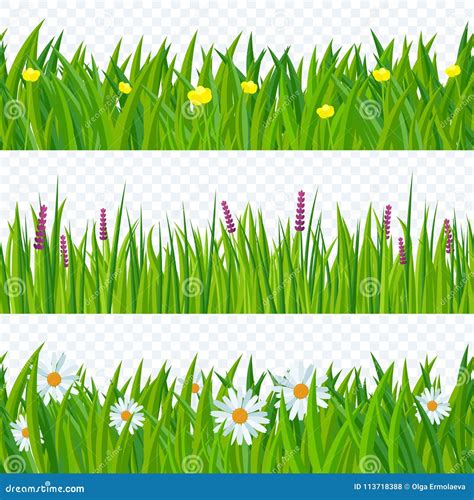 Spring Grass And Flowers Stock Vector Illustration Of Leaf 113718388