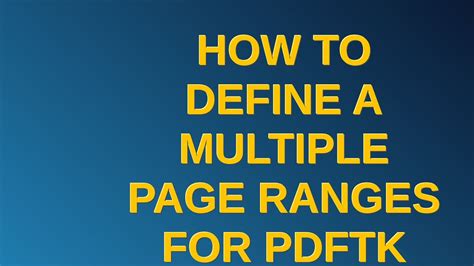 Unix How To Define A Multiple Page Ranges For Pdftk With A Bash