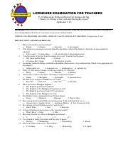 DRY RUN TEST Pdf LICENSURE EXAMINATION FOR TEACHERS P Mancarogo Poblacion Bislig City