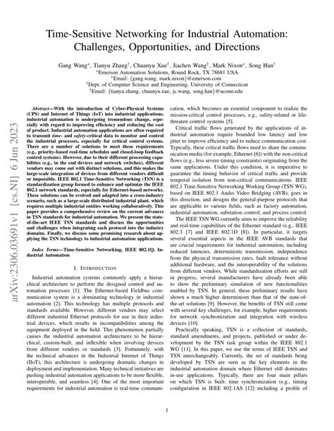 Pdf Time Sensitive Networking For Industrial Automation Challenges Opportunities And Directions