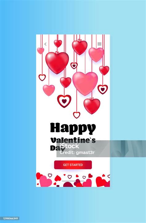 발렌타인 데이 축하 사랑 배너 전단지 또는 하트 수직 인사말 카드 2월에 대한 스톡 벡터 아트 및 기타 이미지 2월 개념 광고 Istock