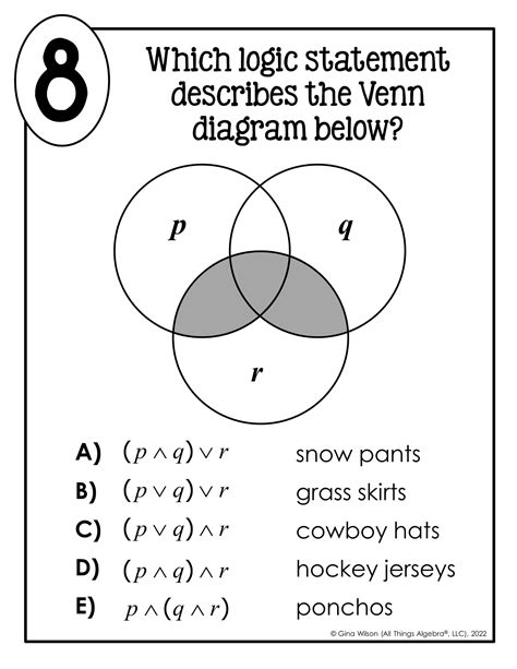 Logic Statements With Venn Diagrams Math Lib Activity All Things Algebra®