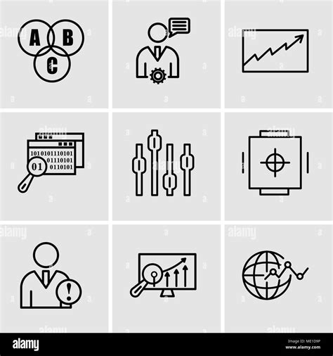 set of 9 simple editable icons such as flow chart interface analytics