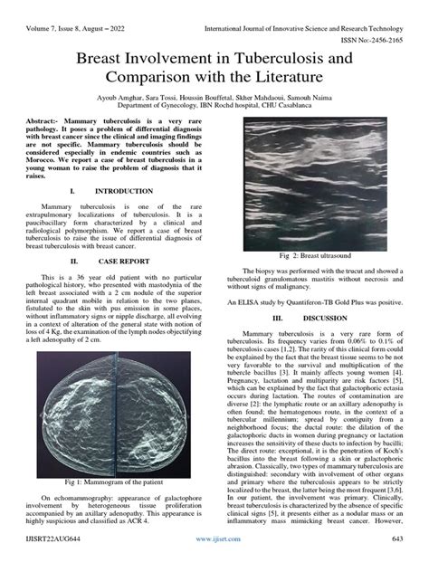 Breast Involvement In Tuberculosis And Comparison With The Literature Pdf Breast Cancer