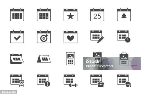 Icônes Plates Du Calendrier Lillustration Vectorielle Comprend Licône Sablier Date Limite