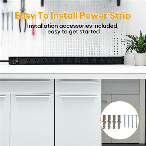 Heavy Duty 12 Outlet Power Strip With 10ft Cord Wall Mount 1200j