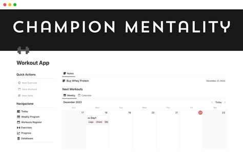 Workout App Notion Template