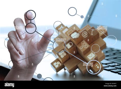 Close Up Of Hand Drawing Blank Flow Chart On New Modern Computer As Concept Stock Photo Alamy