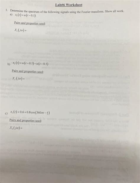 solved lab 6 worksheet 1 determine the spectrum of the