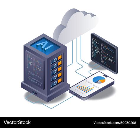 Artificial Intelligence Cloud Server Programmer Vector Image
