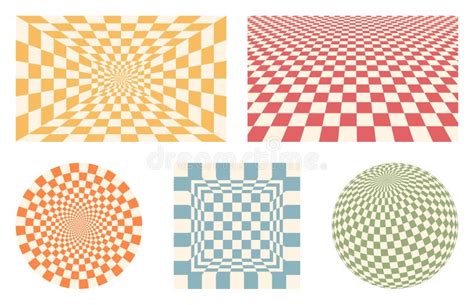 Checkered Background In Perspective Set Of Abstract Vector Patterns