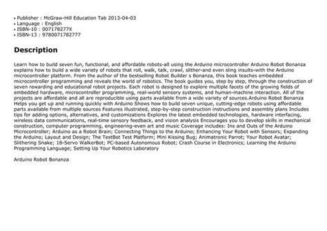 arduino robot bonanza pdf robotics technology and computing