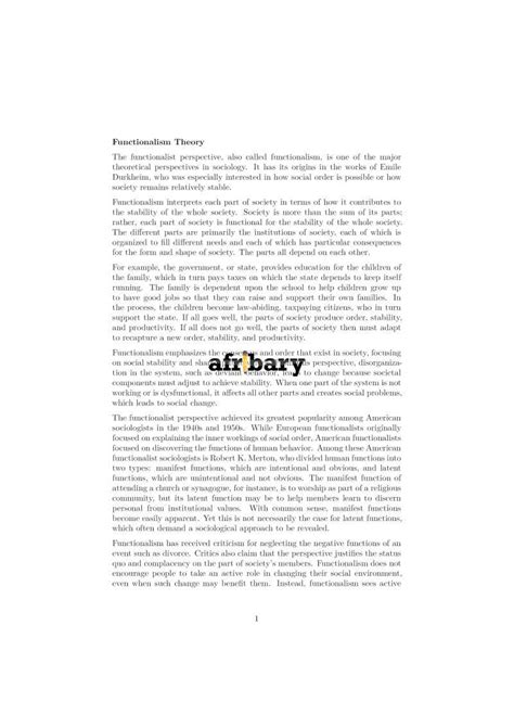 Functionalism Theory Afribary