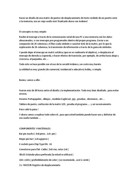 Matriz De Leds Pdf Diodo Emisor De Luz Arduino