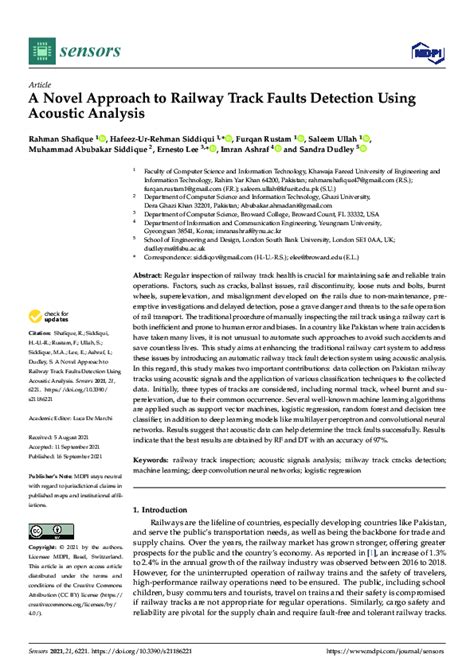 Pdf A Novel Approach To Railway Track Faults Detection Using Acoustic
