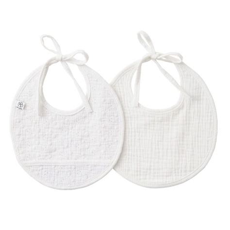 2 Bavoirs Naissance En Gaze Blanc Bbandco Bebe