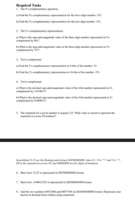 Solved Required Tasks The S Complementary Operation A Chegg