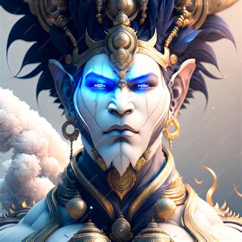 Premium Ai Image A Character With A Blue Head And A White Head With A Blue Head And A White Head