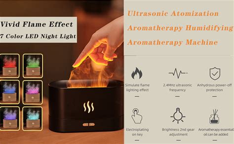 Essential Oil Diffuser Humidifier With 7 Colors Flame Light Waterless Auto Shut