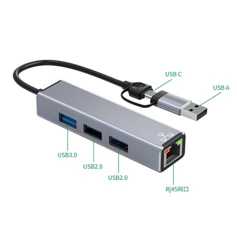 4合1铝制usb集线器usb C型集线器3 0多功能适配器，适用于macbook Pro Air Ipad Matebook Oem状态充值卡