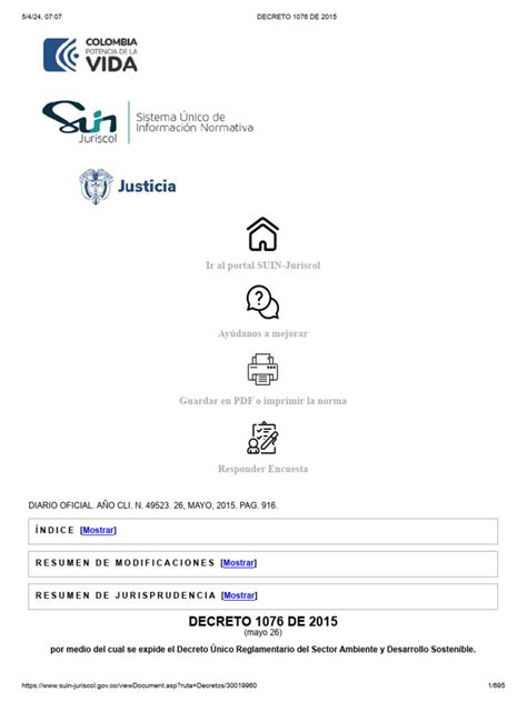 Decreto 1076 De 2015 Pdf Los Bosques Sustentabilidad
