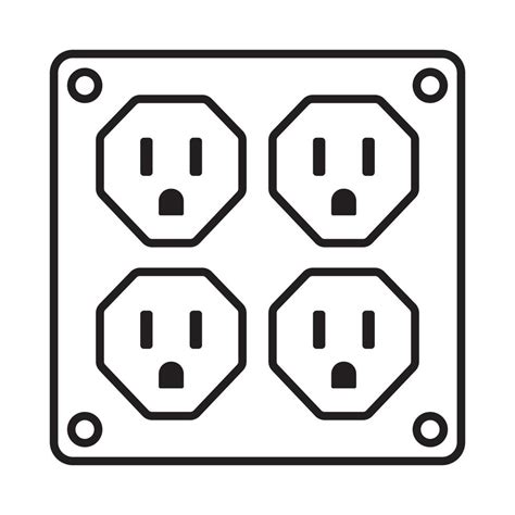 Four Nema 5 15 Power Outlet Line Art Vector Icon For Apps Or Websites