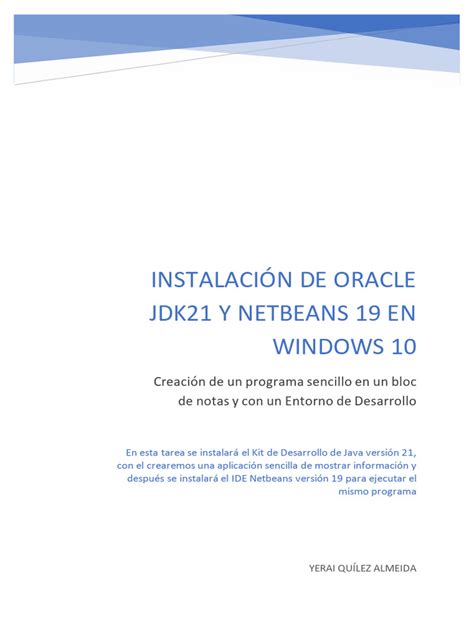 Instalación De Jdk21 Y Netbeans 19 En Windows 10 Pdf Java Lenguaje