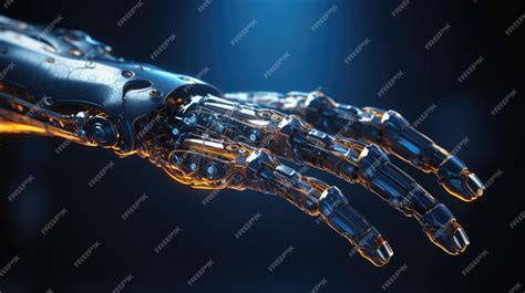 Ai 로봇 손 옆모습 배경 프리미엄 사진
