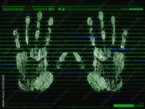 Palm Print Recognition And Access Concept Security Software By Biometric Data Identification