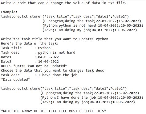 Solved Write A Code That Can A Change The Value Of Data In Chegg Com