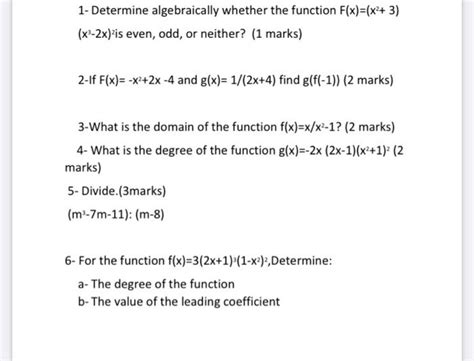 Solved Determine Algebraically Whether The Function Chegg