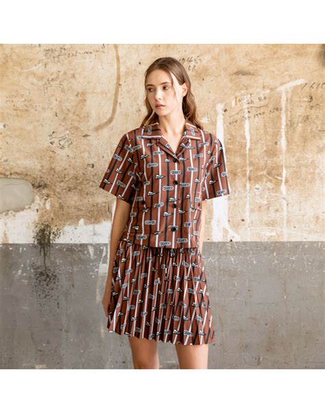 어베이브 골프 테니스 여성 플레어드 플리츠 스커트 브라운