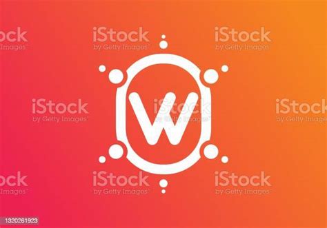 타원형 프레임 디자인의 W 초기 문자의 오렌지 핑크 그라데이션 색상 그라데이션에 대한 스톡 벡터 아트 및 기타 이미지 그라데이션 기하 도형 단일 이미지 Istock