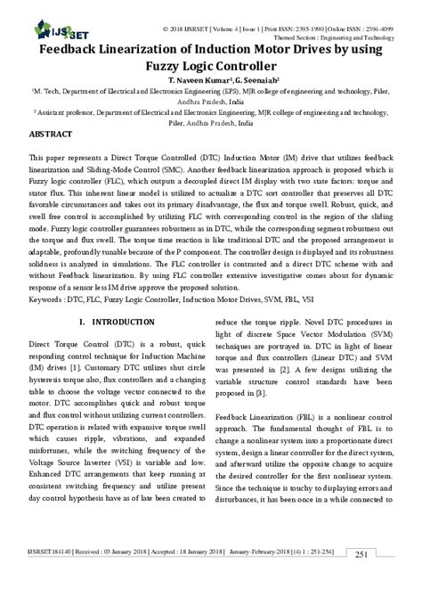 Pdf Feedback Linearization Of Induction Motor Drives By Using Fuzzy