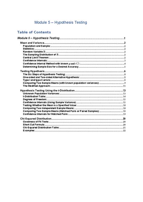Module 5 Notes Hypothesis Testing Module 5 Hypothesis Studocu