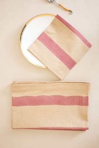 Oh Stripes Rose Block Print Napkins Ebay