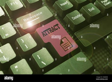 Hand Writing Sign Attract Business Idea To Draw By A Physical Force Causing Or Tending To Cause