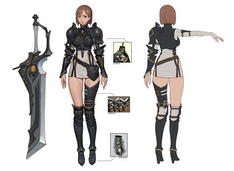 대검기사 캐릭터 시트 Taimin Yoo 3d Character Reference Sheet Fur Armor