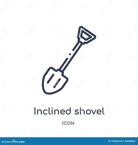 Linear Inclined Shovel Icon From Construction Outline Collection Thin Line Inclined Shovel
