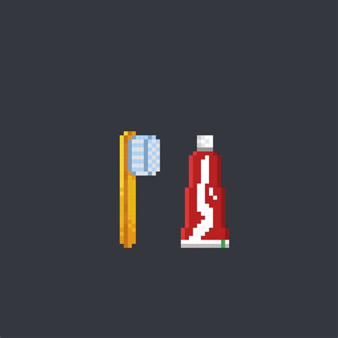 Toothpaste And Toothbrush In Pixel Art Style 22997224 Vector Art At