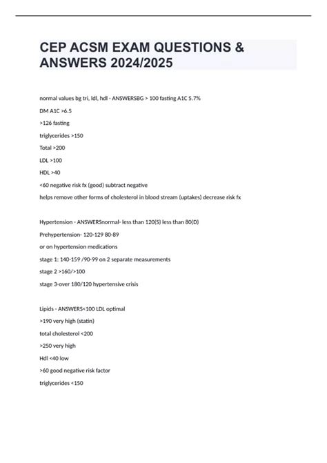Cep Acsm Exam Questions And Answers 2024 2025 Cep Acsm Stuvia Us