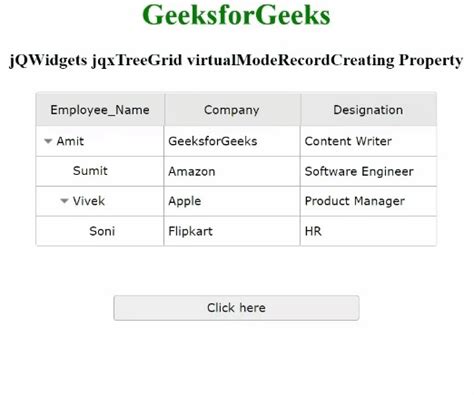 Jqwidgets Jqxtreegrid Virtualmoderecordcreating Property Geeksforgeeks