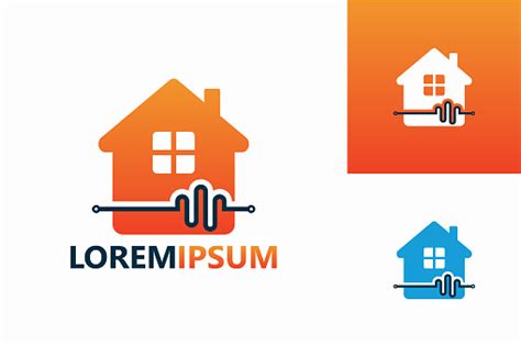 펄스 하우스 로고 템플릿 디자인 벡터 엠블럼 디자인 컨셉 크리에이티브 심볼 아이콘 가정용 장비에 대한 스톡 벡터 아트 및 기타 이미지 가정용 장비 개념 개념과 주제