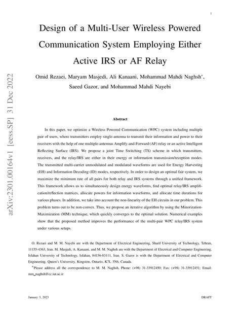 Design Of A Multi User Wireless Powered Communication System Employing