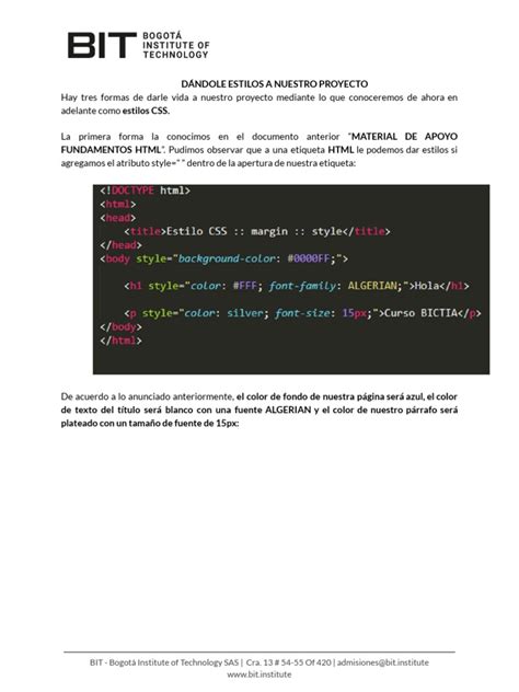 05 estilos css con la etiqueta style pdf html estándares del
