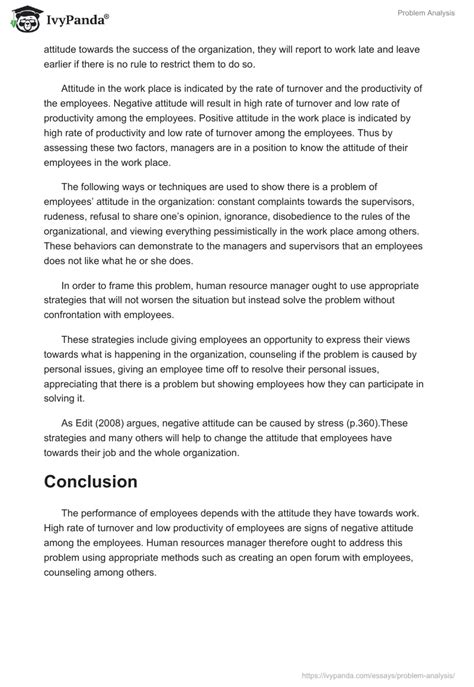 Problem Analysis 603 Words Essay Example