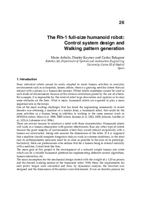 pdf the rh 1 full size humanoid robot control system design and
